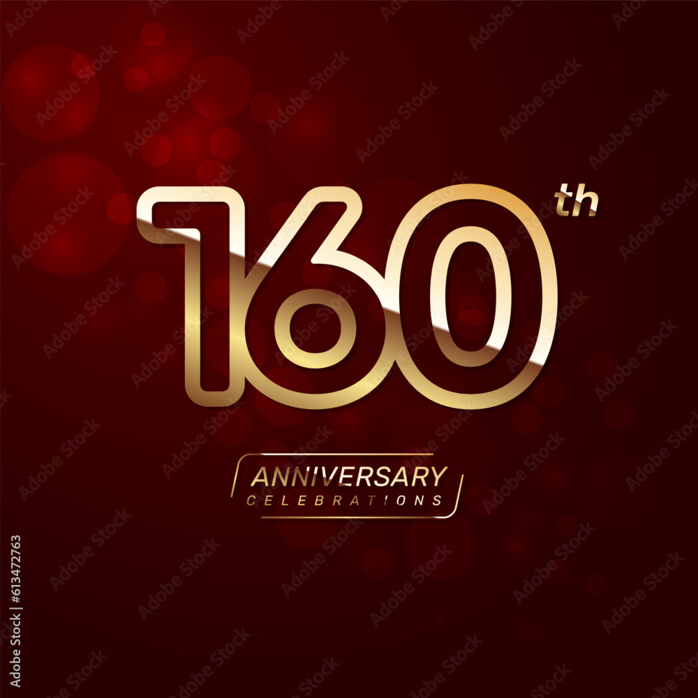160th year anniversary logo design with a double line concept in gold ...