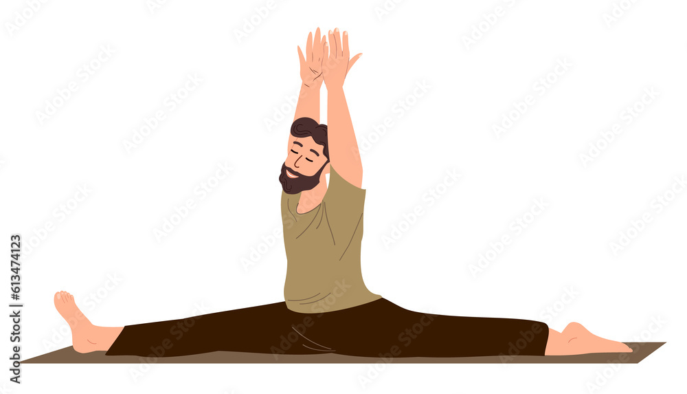 Young Male Character Stretching,do the leg-split, Realxing in Engage ...