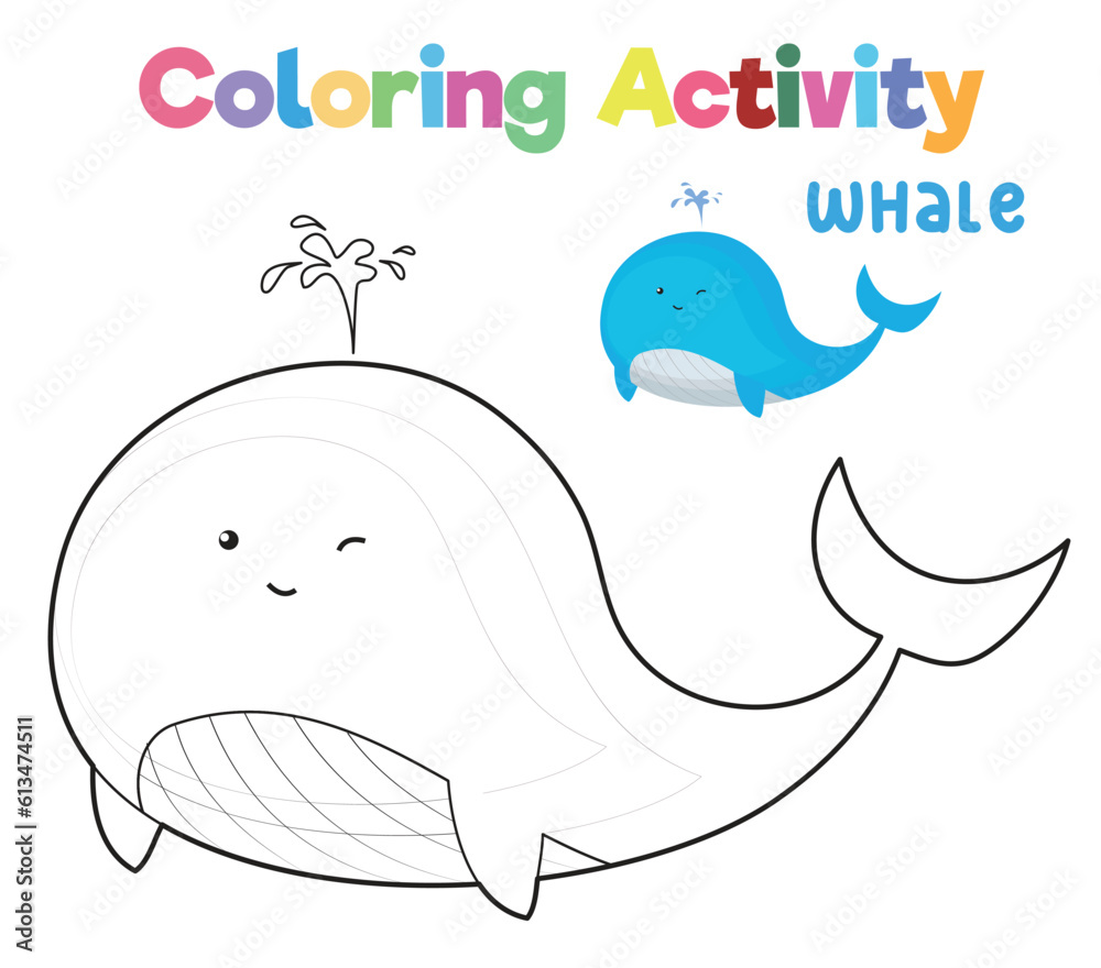 Coloring the whale, the sea animal. Coloring sea animals worksheet ...