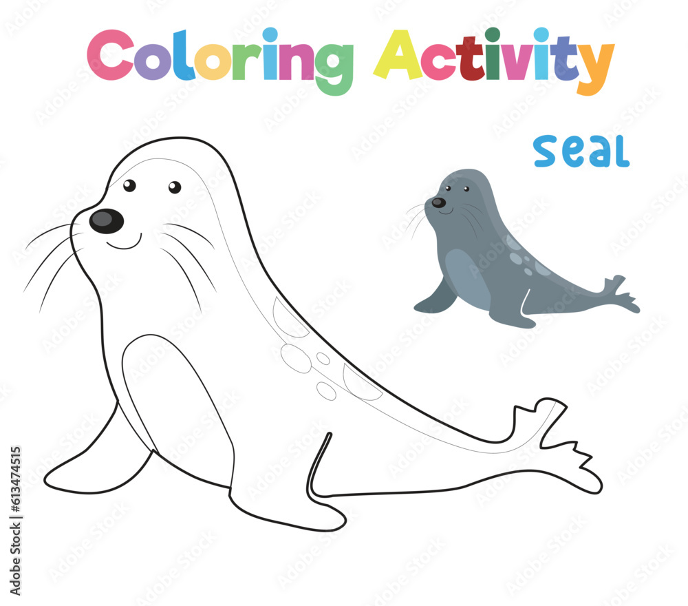 Coloring a seal the sea animal. Coloring sea animals worksheet ...