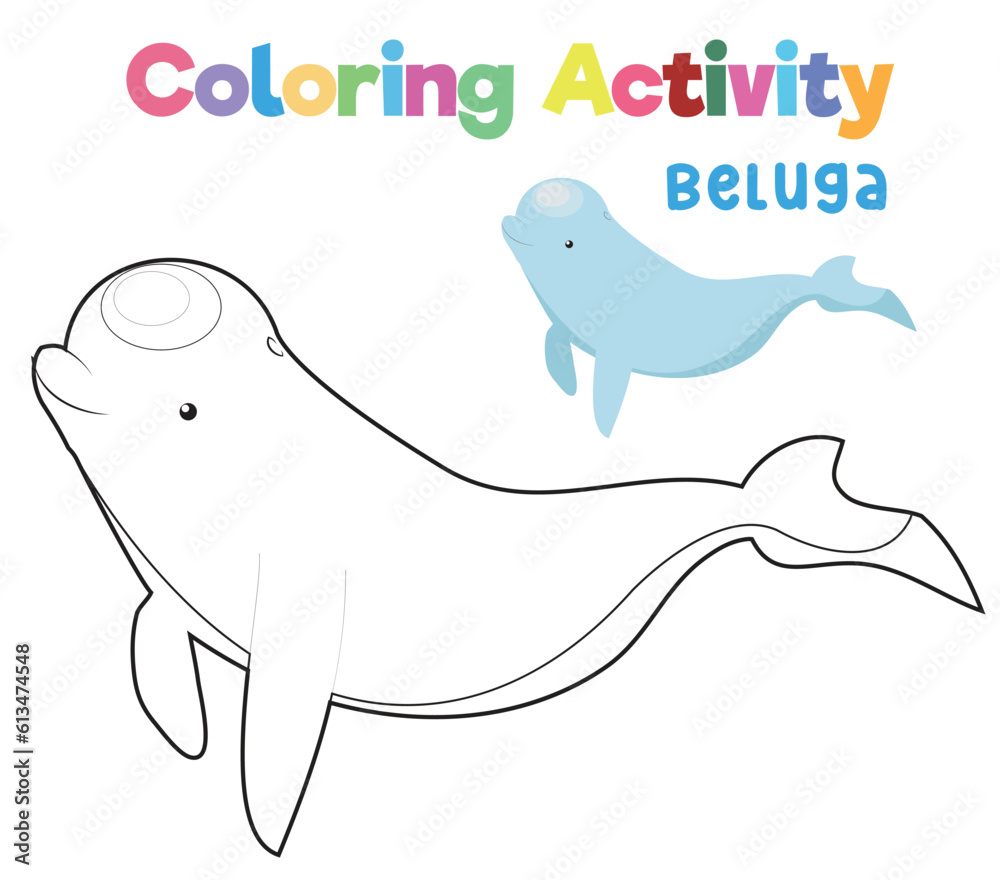 Coloring the beluga the sea animal. Coloring sea animals worksheet ...