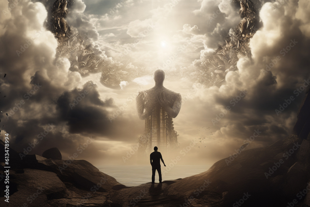 Culture and religious, states of mind concept. Surreal God, faith, life ...