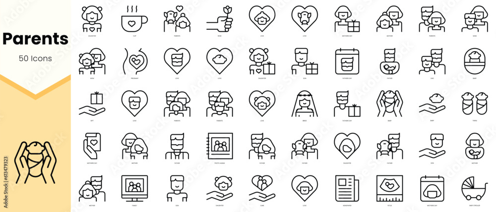 Set of parents Icons. Simple line art style icons pack. Vector ...
