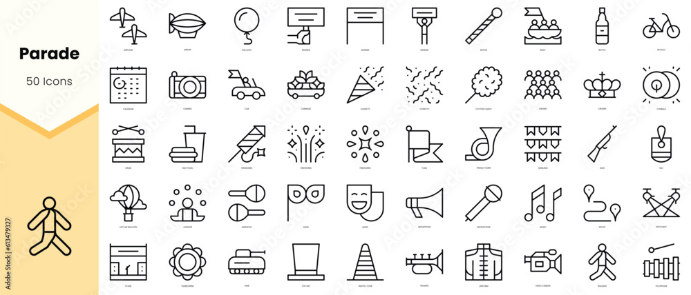 Set of parade Icons. Simple line art style icons pack. Vector ...