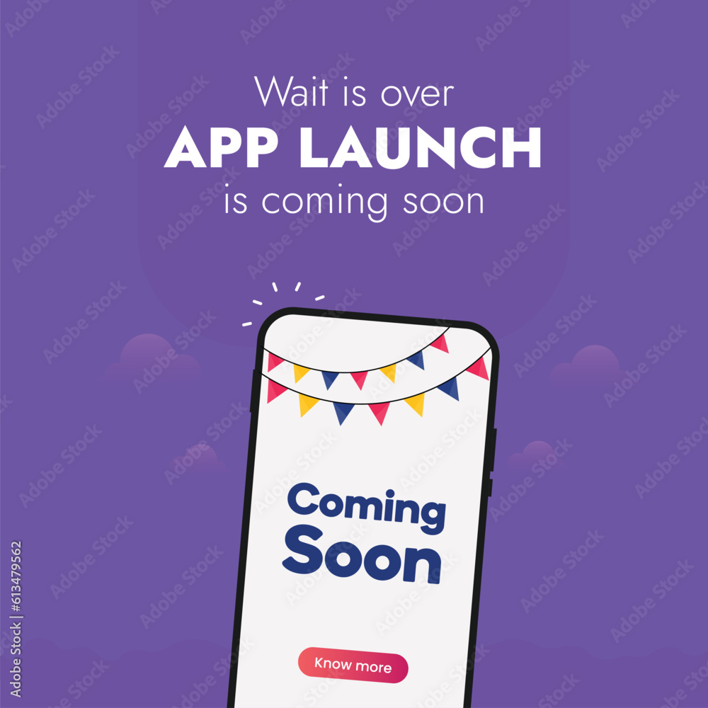 App launch announcement post for social media. Online shopping ...