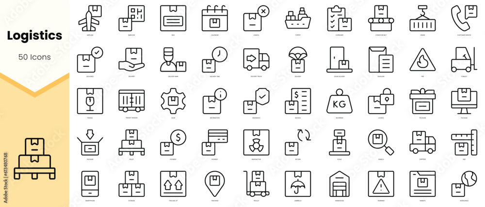 Set of logistics Icons. Simple line art style icons pack. Vector ...