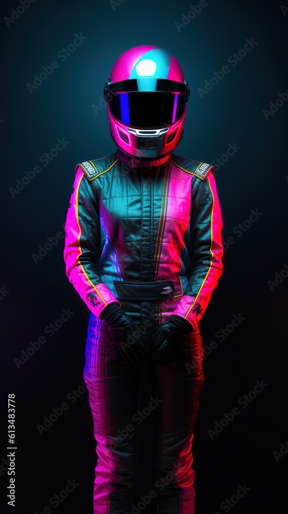 Girl in a racing suit and helmet Stock Illustration | Adobe Stock