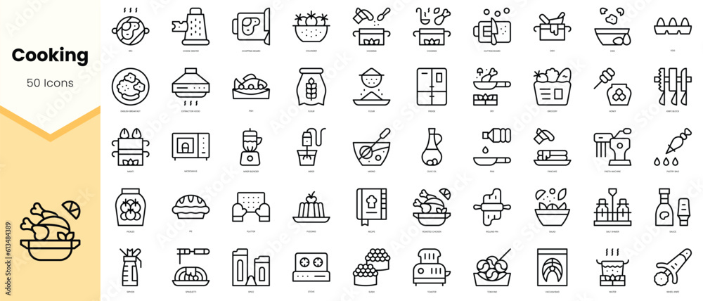 Set of cooking Icons. Simple line art style icons pack. Vector ...