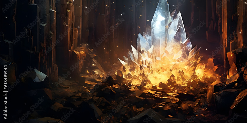 Crystal Growth, Intricate crystals forming on a metallic surface, A ...