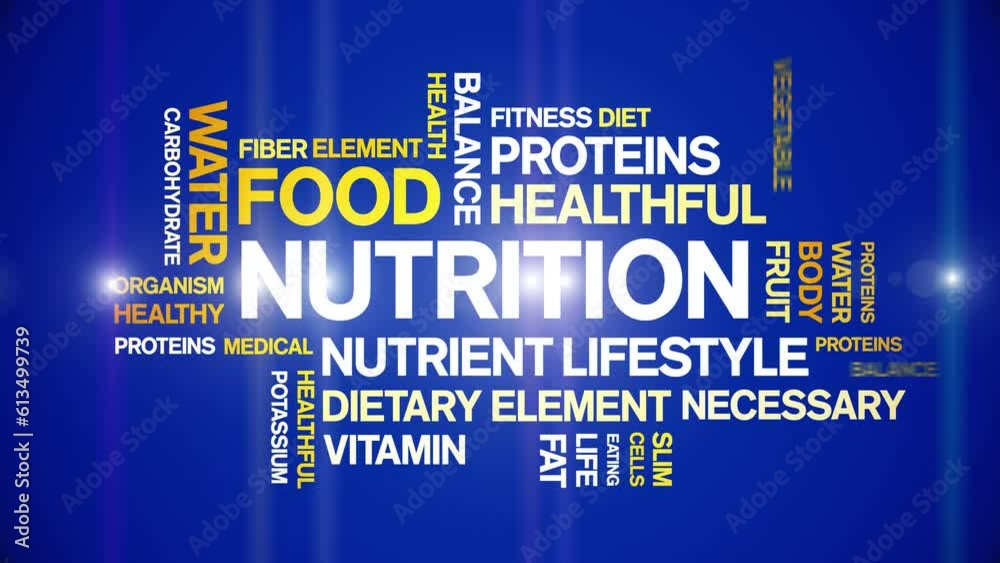 Nutrition animated tag word cloud;text design animation kinetic ...