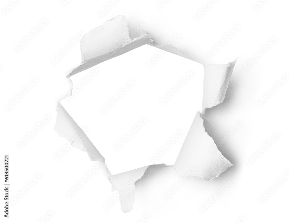 Ragged hole torn in ripped paper, cut out Stock Photo | Adobe Stock