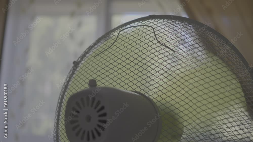 Electric Air Fan in Home, Apartment, Office. Closeup on Electric Fan ...