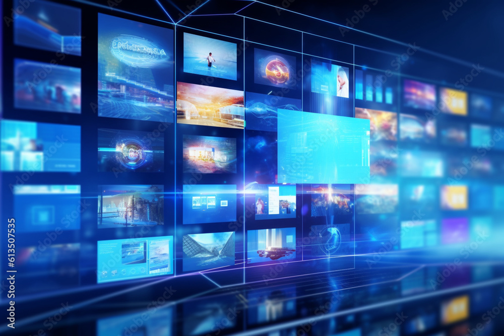 Dynamic online engagement: Abstract blue background with interactive ...