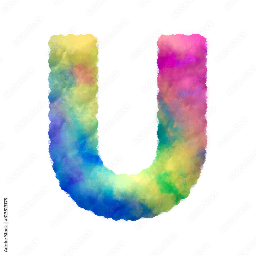 Colorful fluffy clouds alphabet uppercase letters. This is a part of a ...