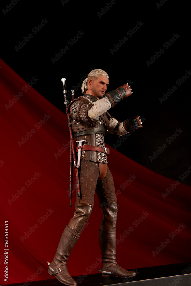 Udachnyy, Russia - June 15, 2023: The action figure of Geralt of Rivia ...
