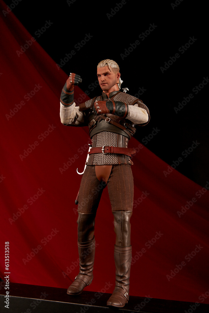 Udachnyy, Russia - June 15, 2023: The action figure of Geralt of Rivia ...