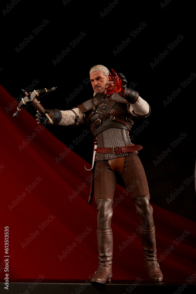 Udachnyy, Russia - June 15, 2023: The action figure of Geralt of Rivia ...