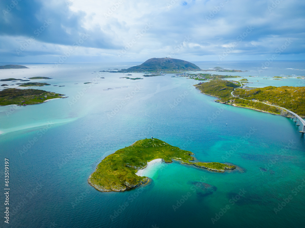 Norwegian sea aerial view over Sommarøy arctic beach, Norway. Day in ...
