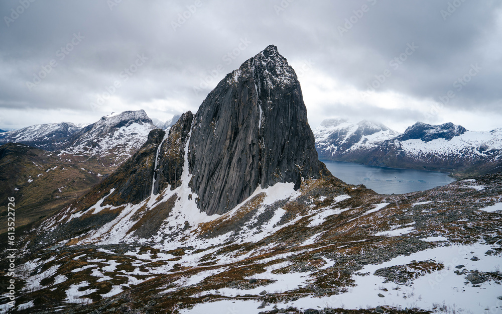 View on Segla, from Hesten trekking. travel through fjords on Senja ...