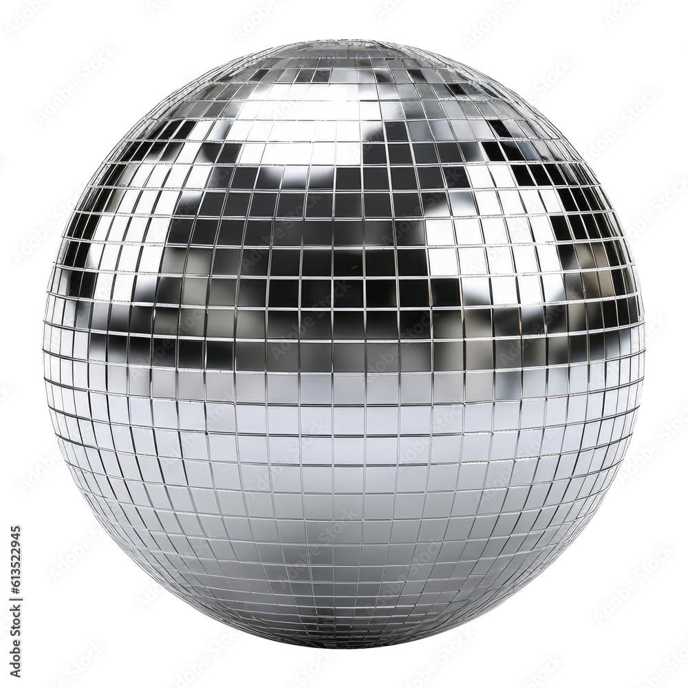 Silver disco ball on transparent background. PNG, ai Stock Illustration ...