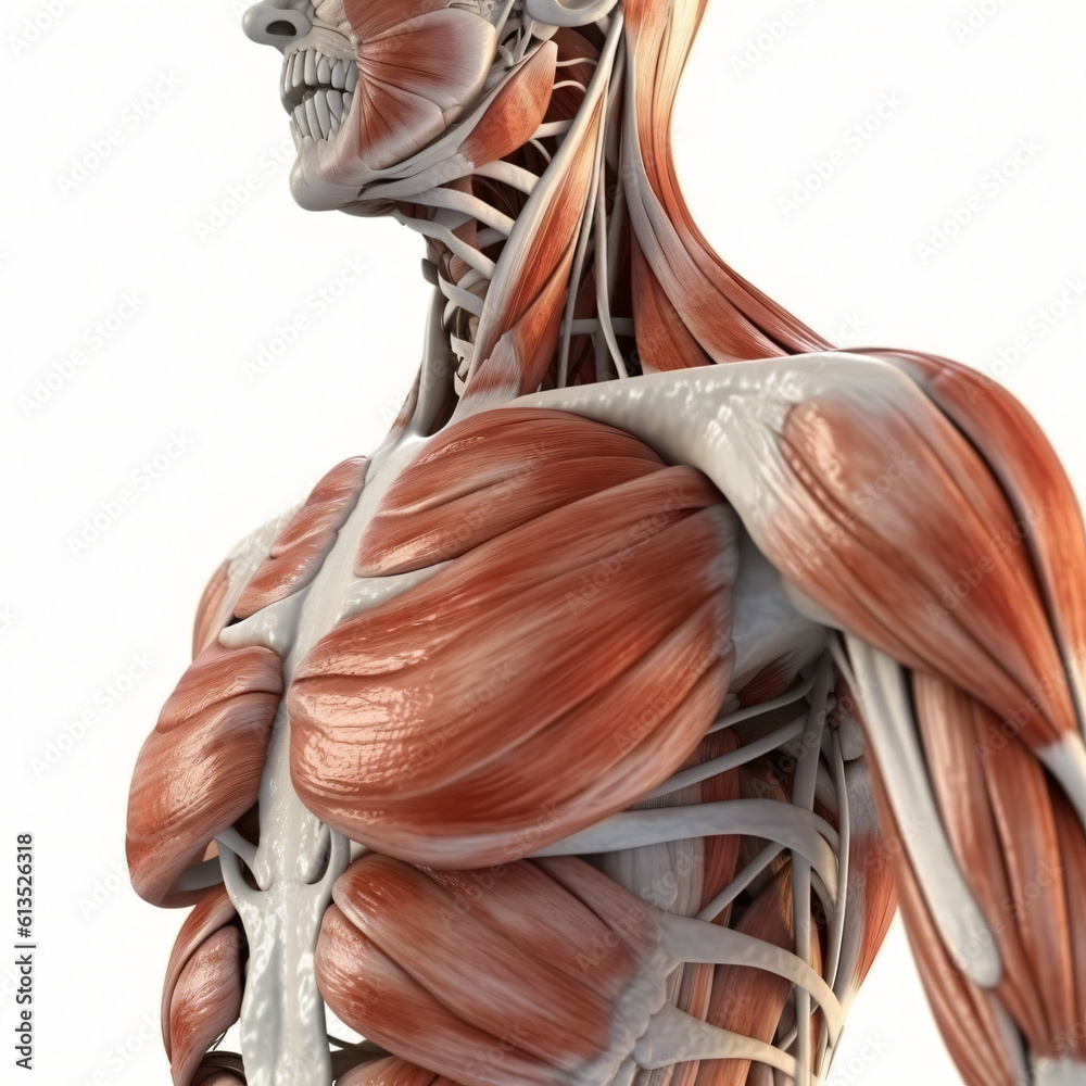 3D illustration close up human muscles, Side Chain Muscles (Lateralis ...