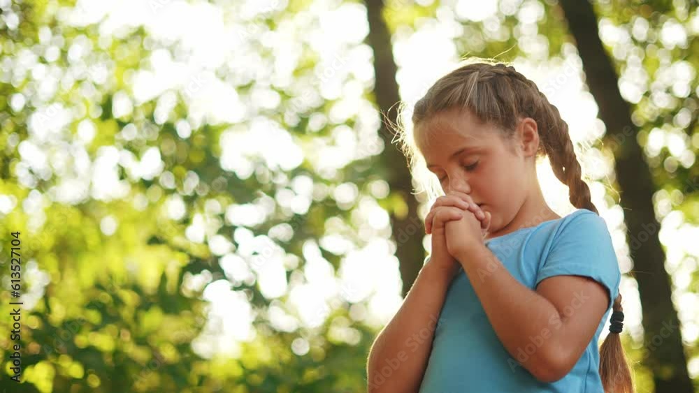 child pray. young gratitude a god religion concept lifestyle. little ...