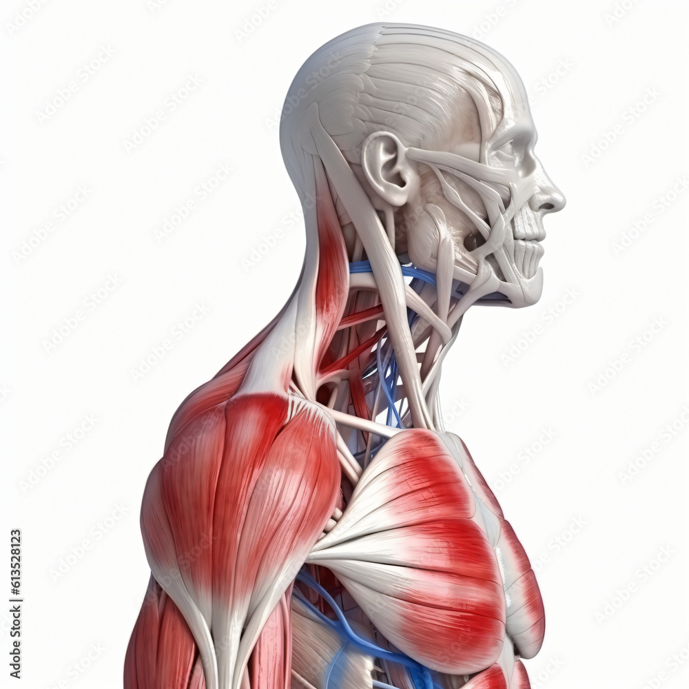 3D illustration Original human close up Shoulder Muscles (Deltoid ...