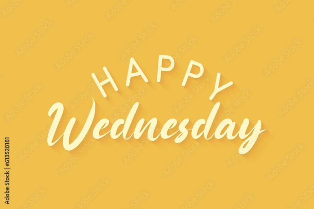 Happy Wednesday greeting text isolated on bright yellow background ...