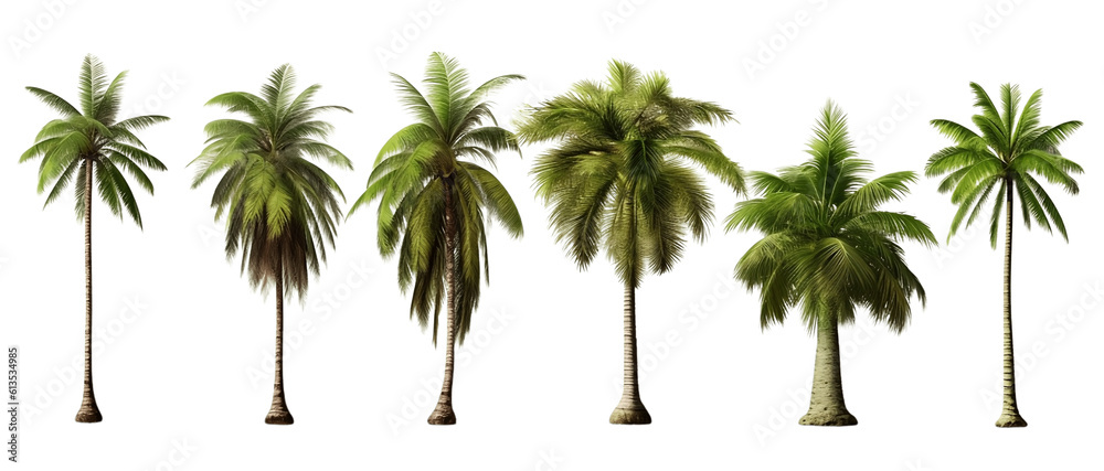 Coconut tree isolated on transparent background, Set of coconut trees ...