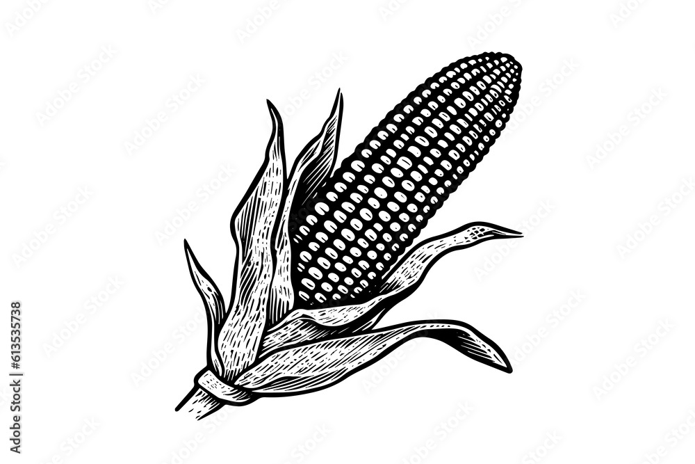Corn hand drawing sketch vintage engraving vector illustration Stock ...
