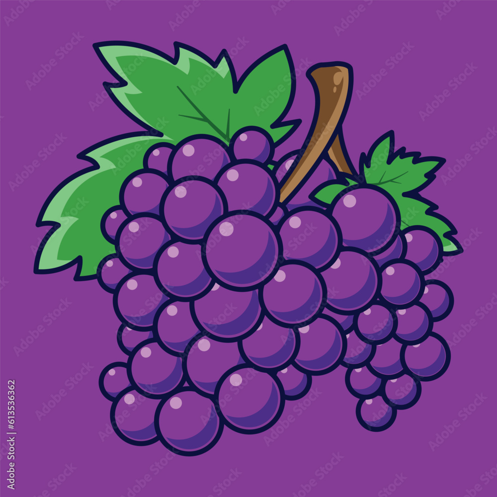Purple Fruit Cartoon Vector Icon Illustration. Food Fruit Icon Concept ...