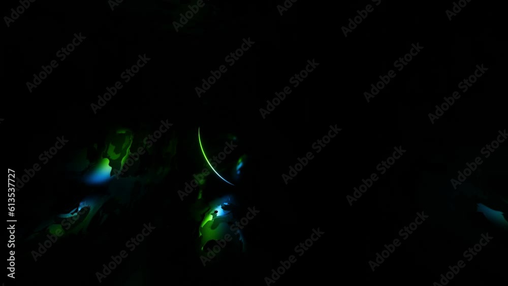 Seamless loop animation neon light effect on black background, movement ...