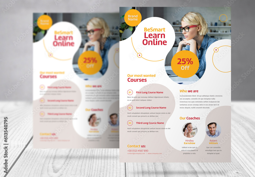 Online Course Flyer with Red and Orange Accents Stock Template | Adobe ...