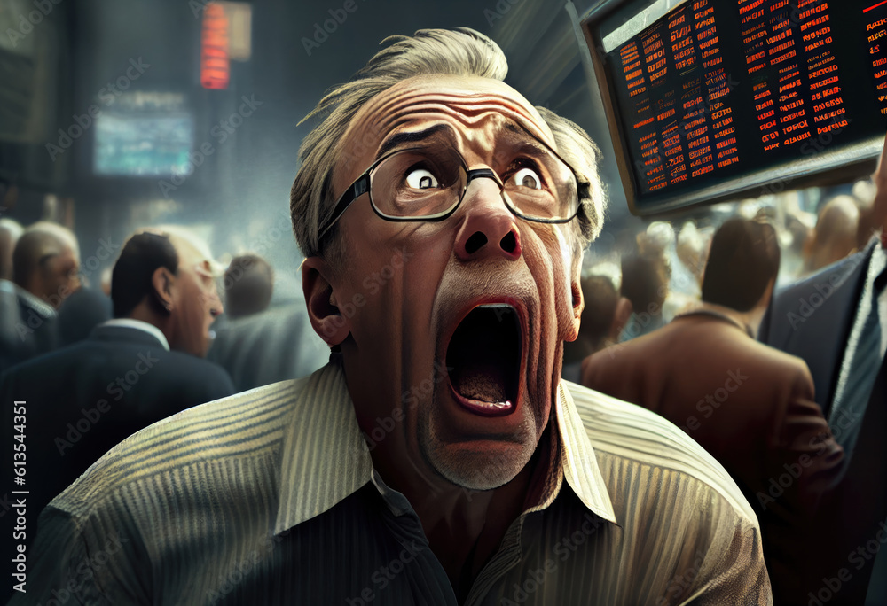 Old Man Panicking Over Stock Market Crash Loss on Wallstreet Crisis ...