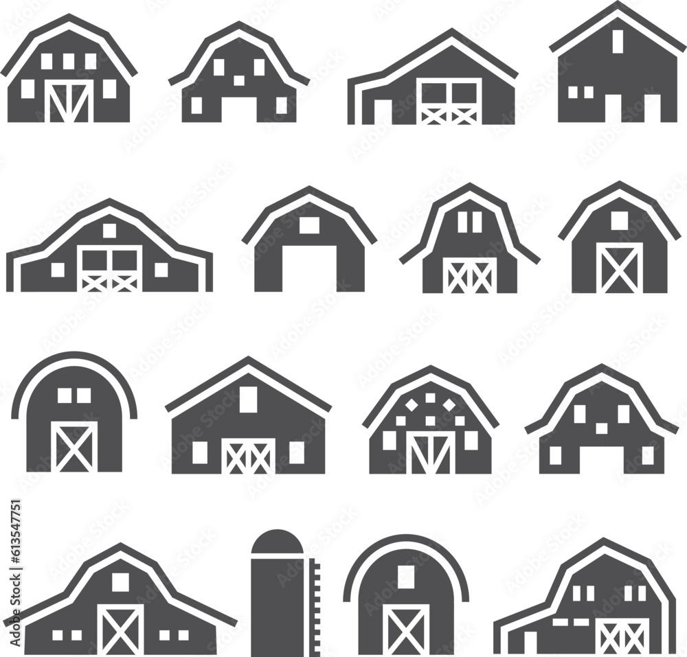 barn icon set, vector logo set Stock Vector | Adobe Stock