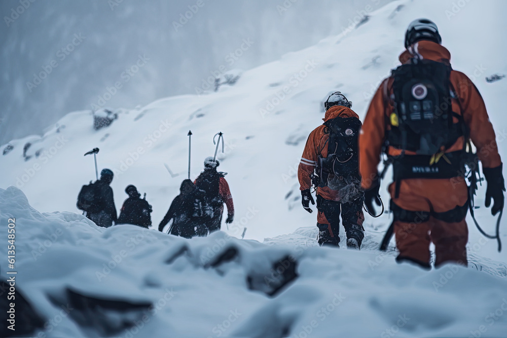 In the Face of Danger. Rescue team navigates through a treacherous ...