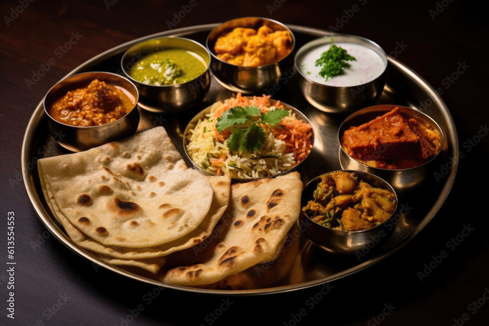 Typical curry set meal of meals south India with Chicken Tandoori ...