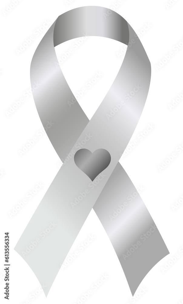 Silver awareness ribbon used to represent many causes including brain ...