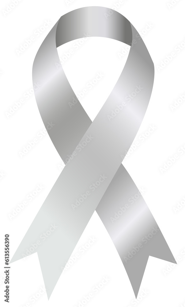 Silver awareness ribbon used to represent many causes including brain ...