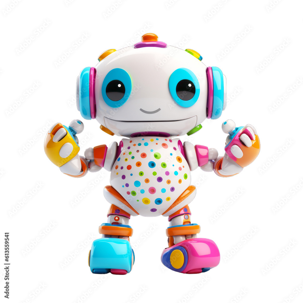 Colorful Dotted Smiling Toy Robot for Kids in 3D Character Design ...