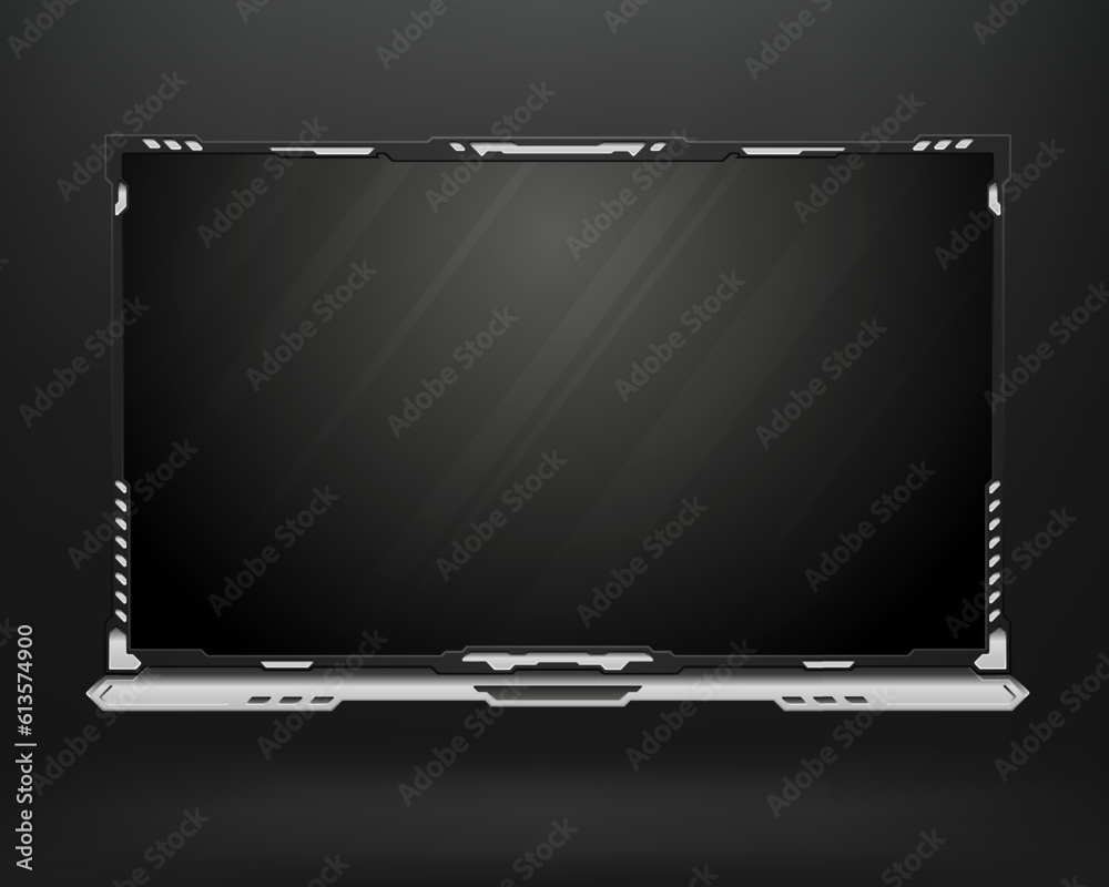 Abstract metal ans black gui screen border frame for live stream webcam ...
