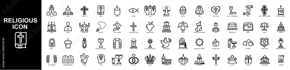 Religious icons. Christian vector set icon Stock Vector | Adobe Stock