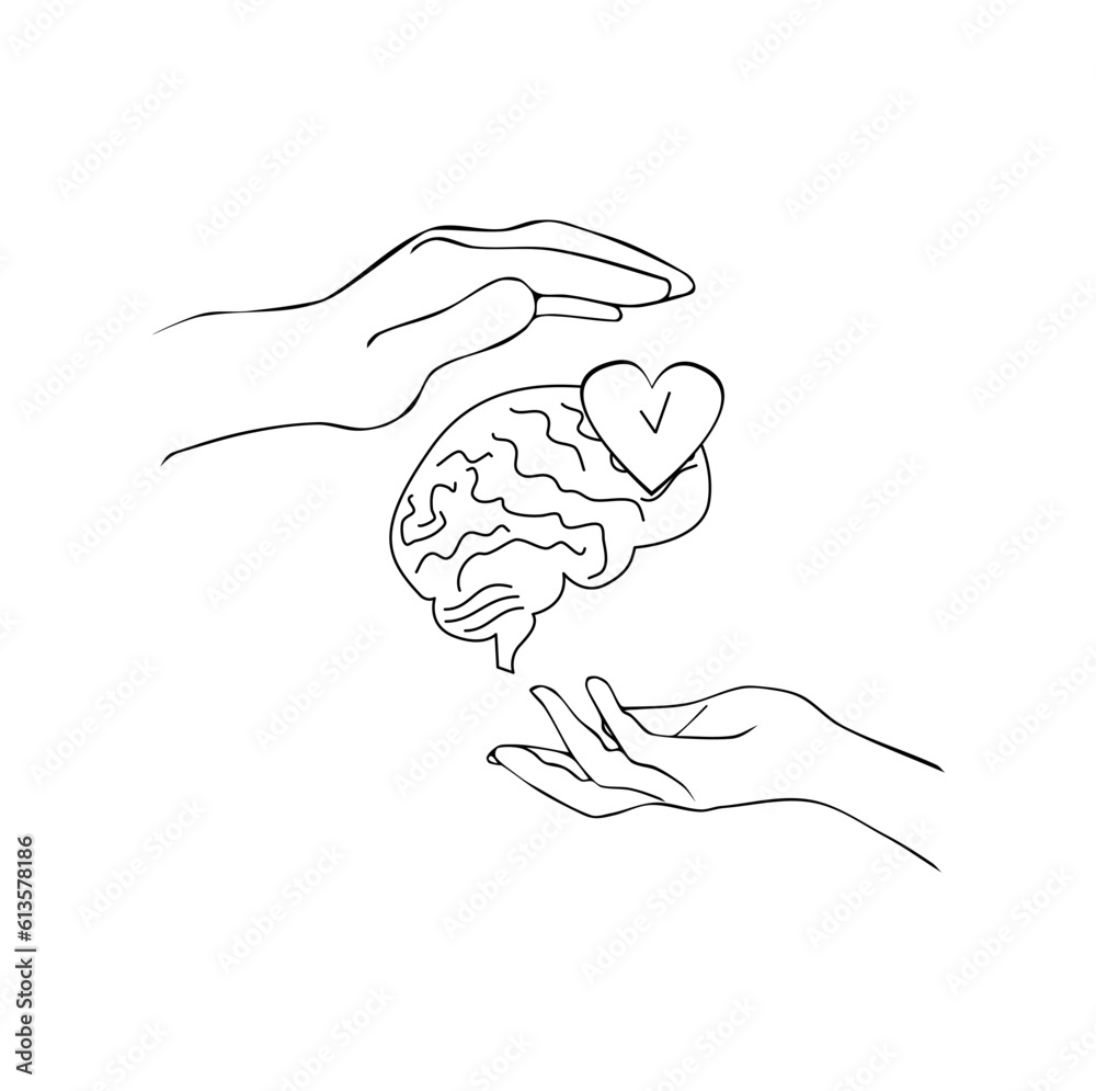 Mental health concept. Female and male hands carefully protect the ...