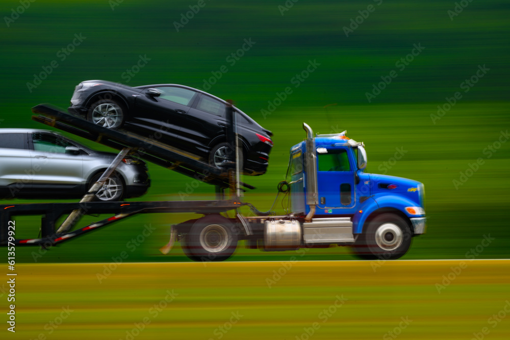 Using a slow shutter speed and panning with the moving truck I achieved ...