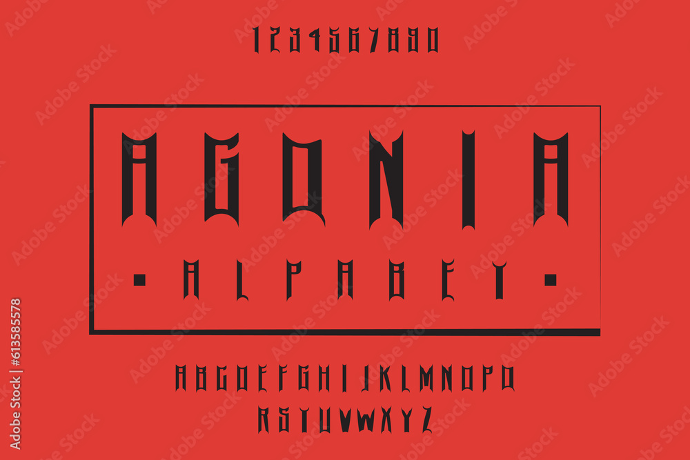 Agonia Gothic Abstract Alphabet English Letters with Horns Typeface for ...