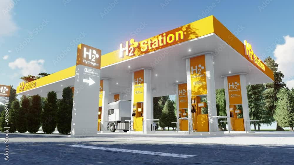 Hydrogen charging gas station. Hydrogen Refueling The Car On The ...