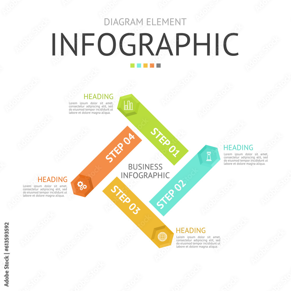 hexagon diamond propeller for infographic. used for process diagram ...