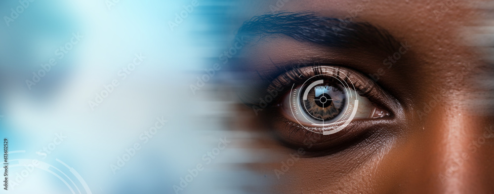 Laser Surgery Concept: Close-Up of Afro-American Female Eye with ...