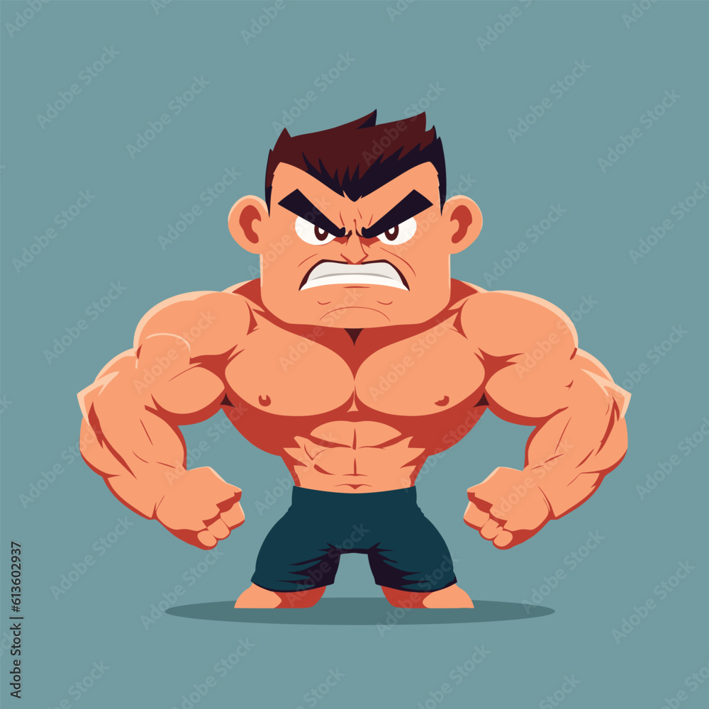 Masculine mature man with a muscular body. Vector Illustration of a ...