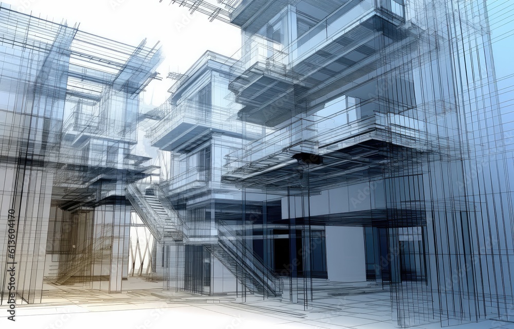 Architectural marvel: Construction design featuring transparent layers ...